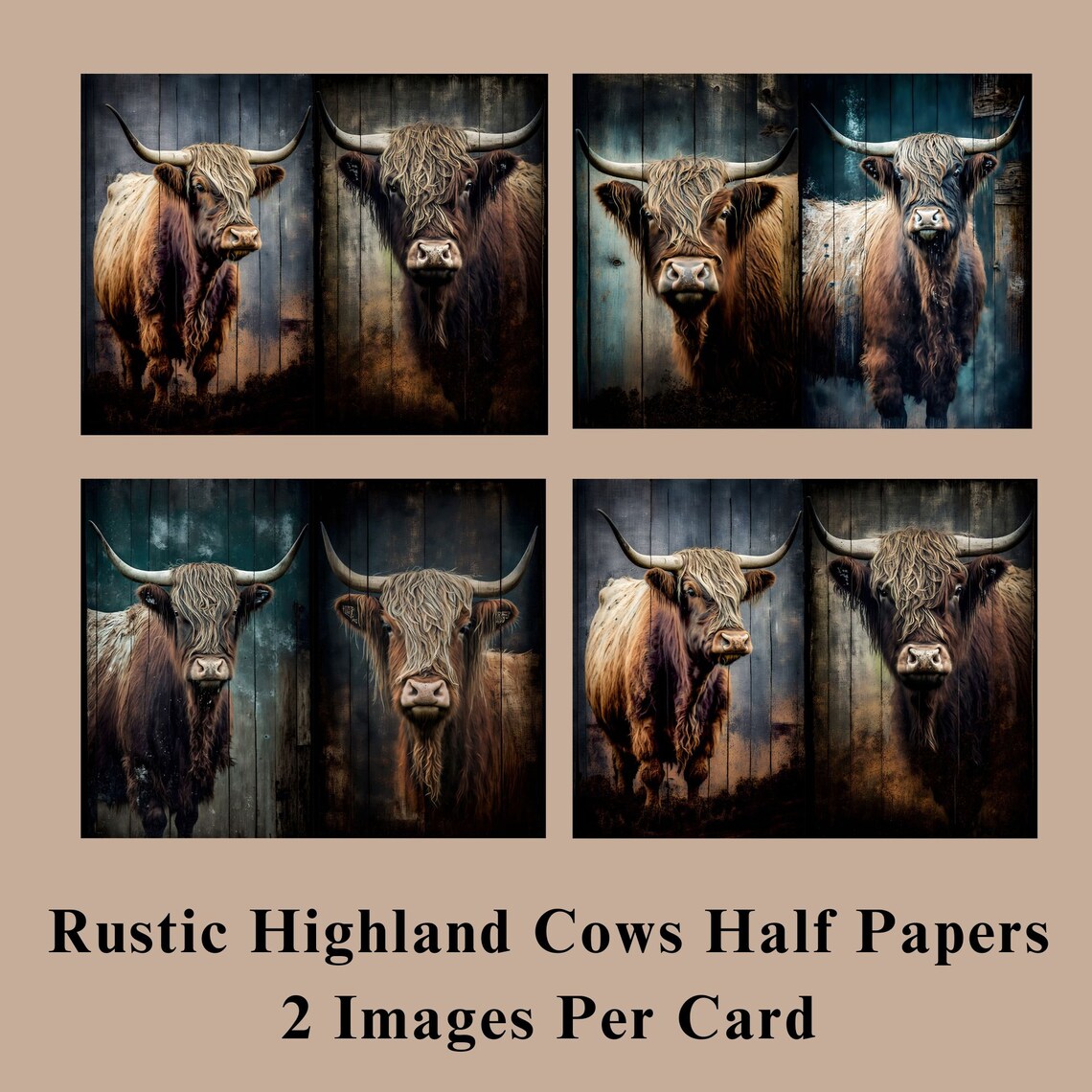Highland Cow Junk Journal Kit Highland Cow Printable Decoupage Highland ...