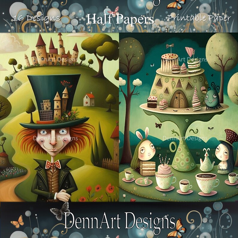 Scrapbook Paper Alice in Wonderland Scrapbooking Paper Printable Paper ...