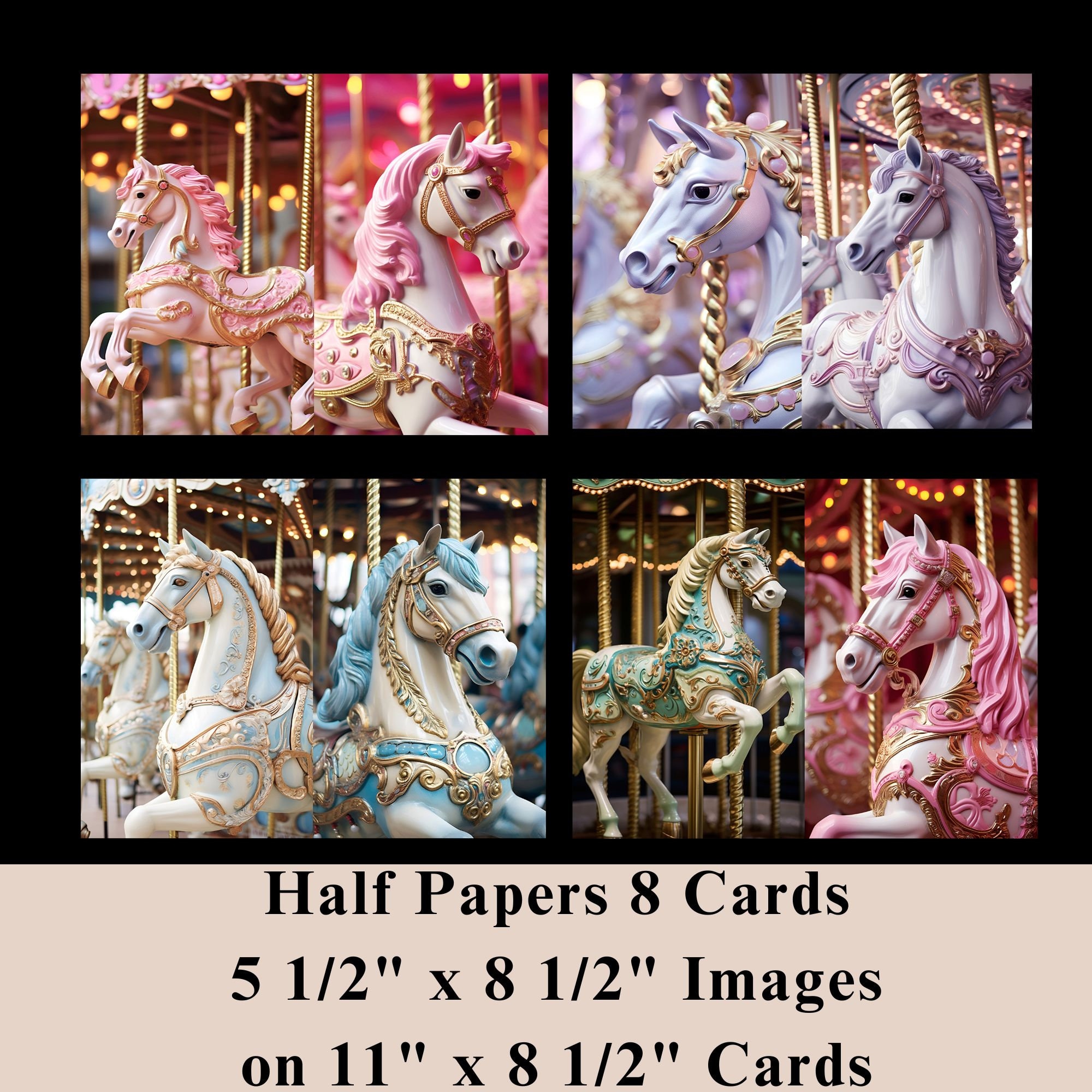 Carousel Horse Junk Journal Half Paper Carnival Horse Paper Vintage ...