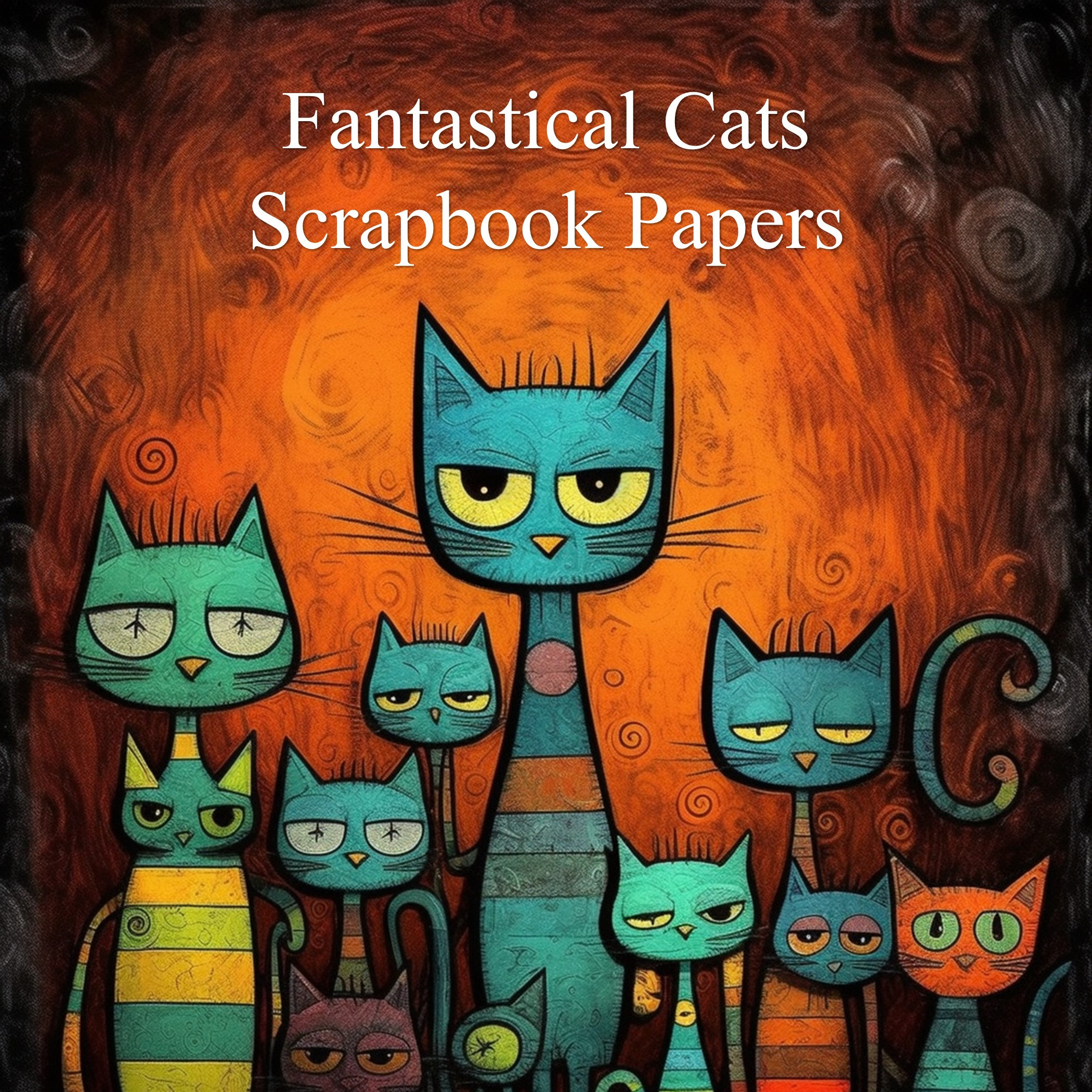 Cat Themed Scrapbook Paper Printable Cat Paper Cat Scrapbook Paper Cat ...