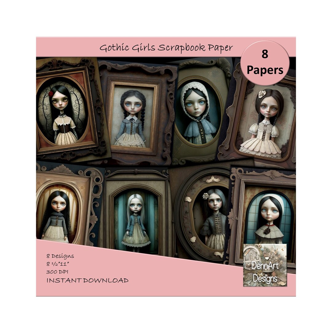 Gothic Girls Scrapbooking Papers Scrapbook Papers Printable Paper Half ...