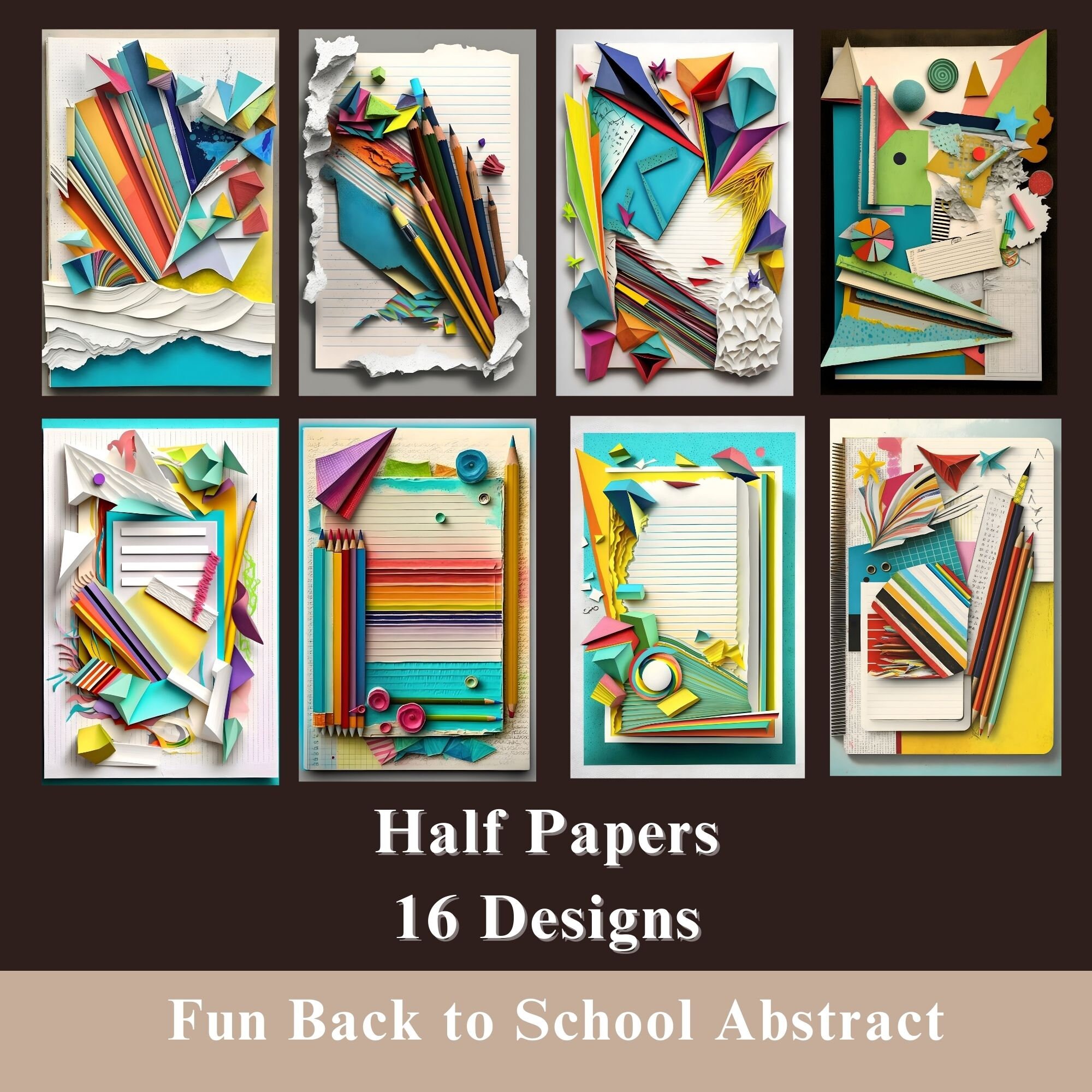Back to School Junk Journal Paper Colorful School Scrapbooking Paper A5 ...