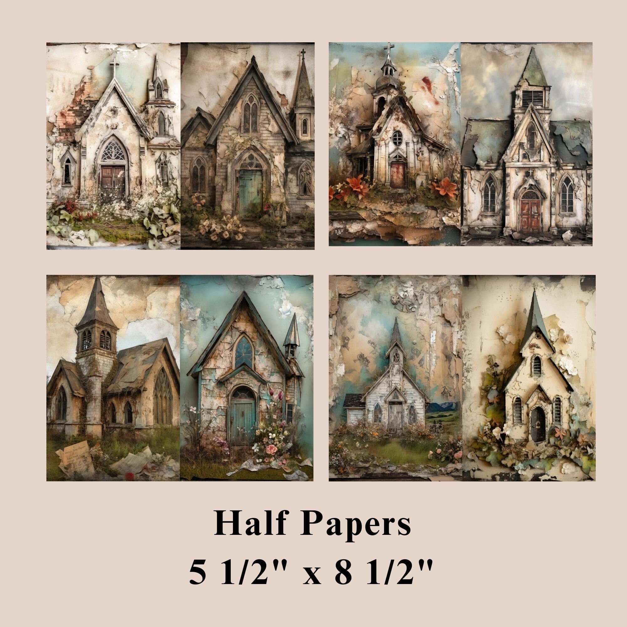 Old Churches Junk Journal Half Papers Junk Journal Paper Scrapbooking ...