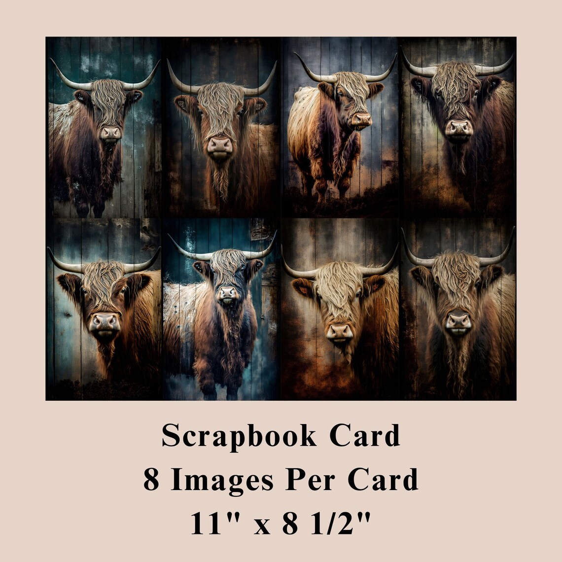 Highland Cow Junk Journal Kit Highland Cow Printable Decoupage Highland ...