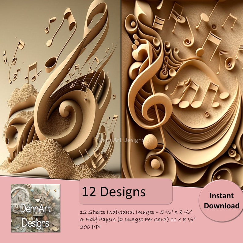 Musical Notes Scrapbooking Papers Music Scrapbook Paper Printable Paper ...