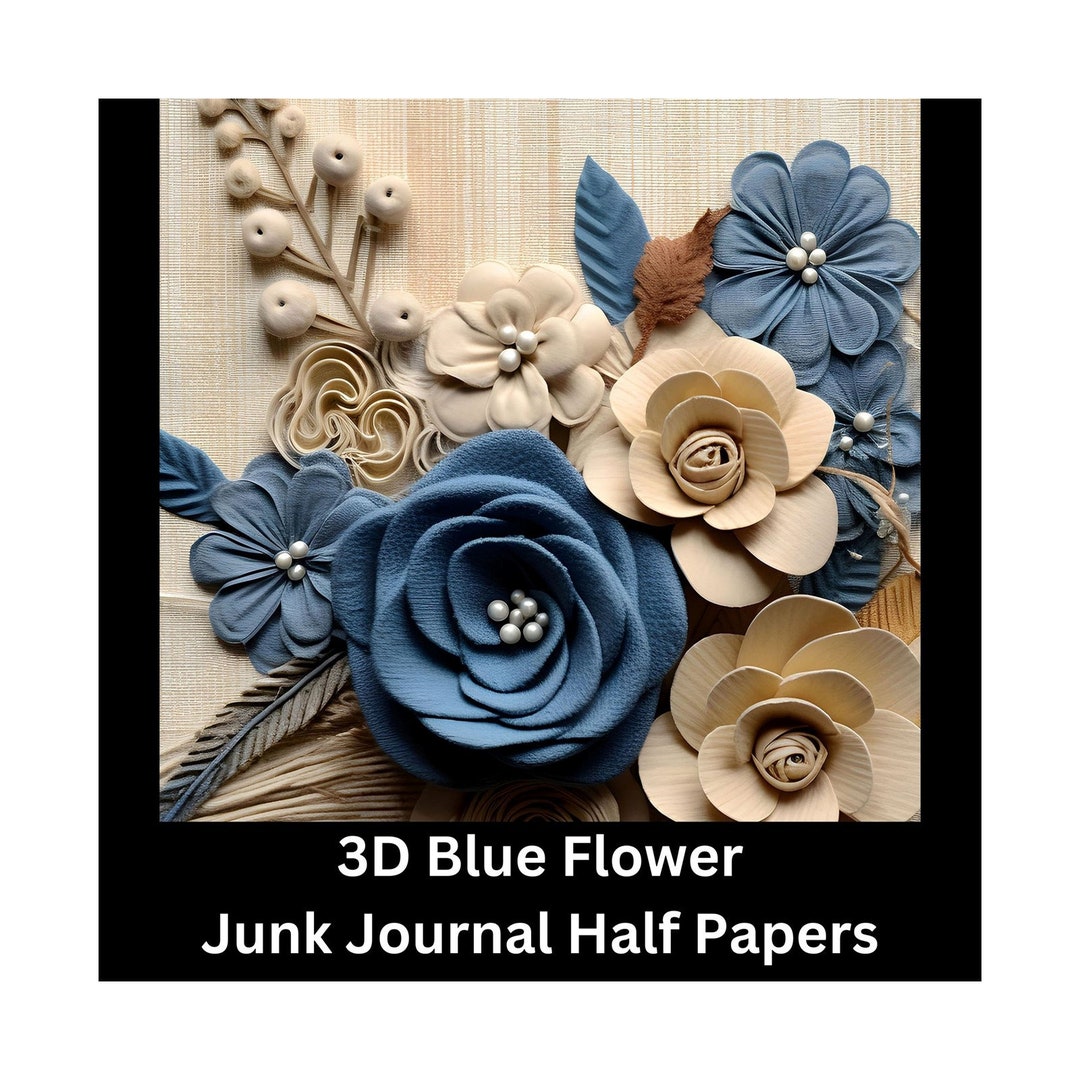 3D Flower Junk Journal Half Paper Design Floral Journaling Half Paper ...