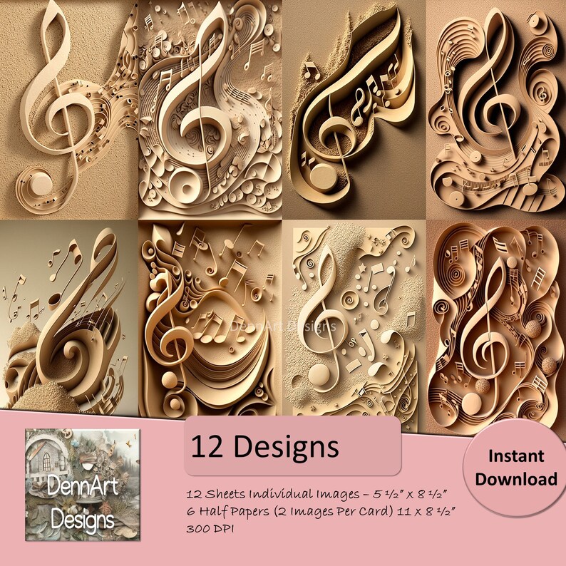 Musical Notes Scrapbooking Papers Music Scrapbook Paper Printable Paper ...