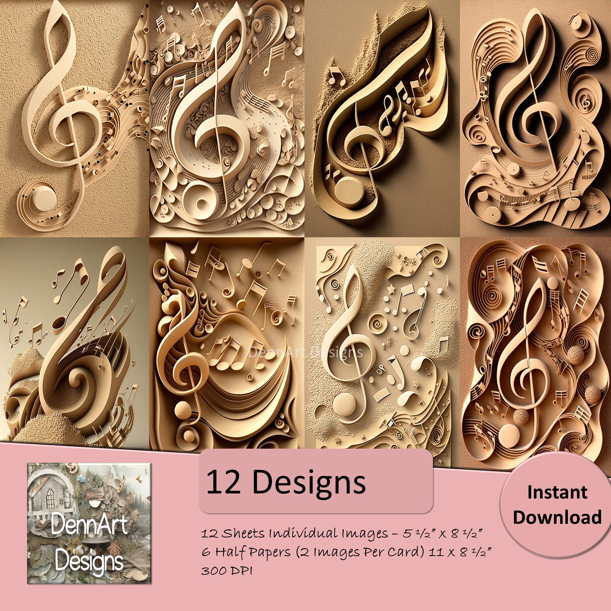 Musical Notes Scrapbooking Papers Music Scrapbook Paper Printable Paper ...