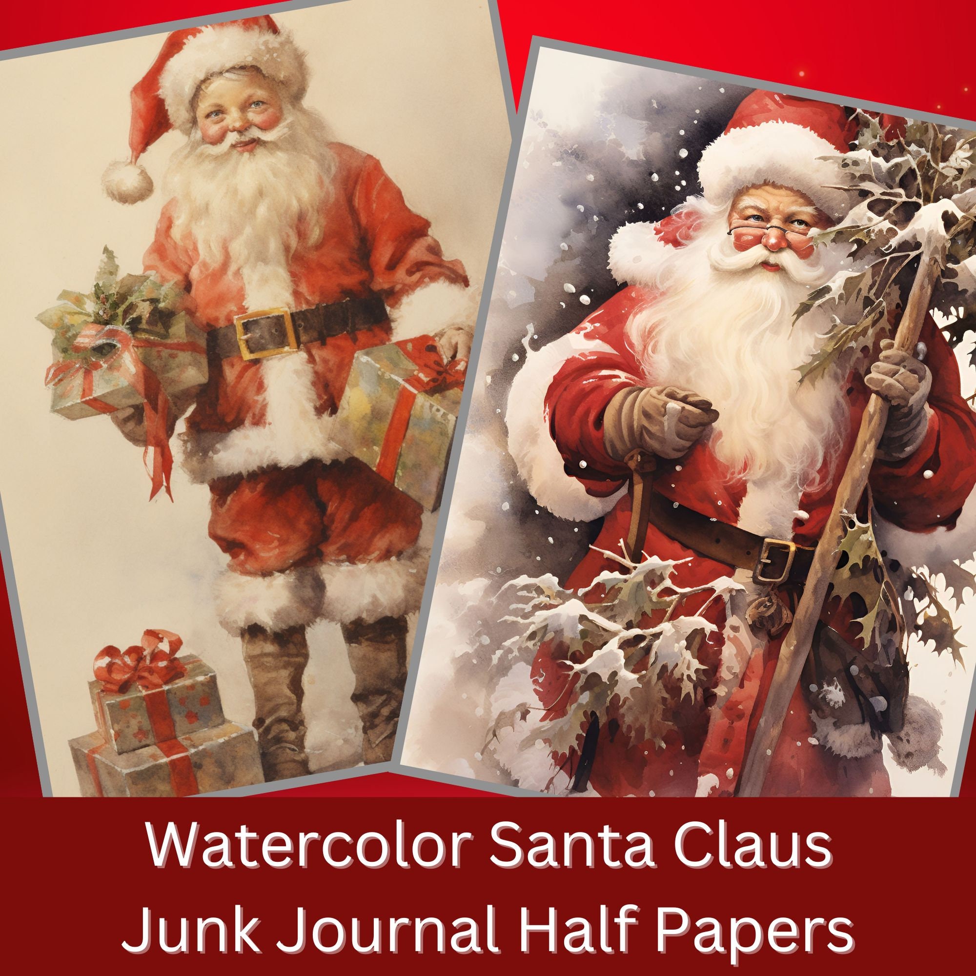 Vintage Santa Paper Santa Junk Journal Paper Santa Half Paper Retro ...