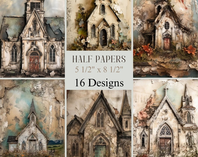 Old Churches Junk Journal Half Papers Junk Journal Paper Scrapbooking ...
