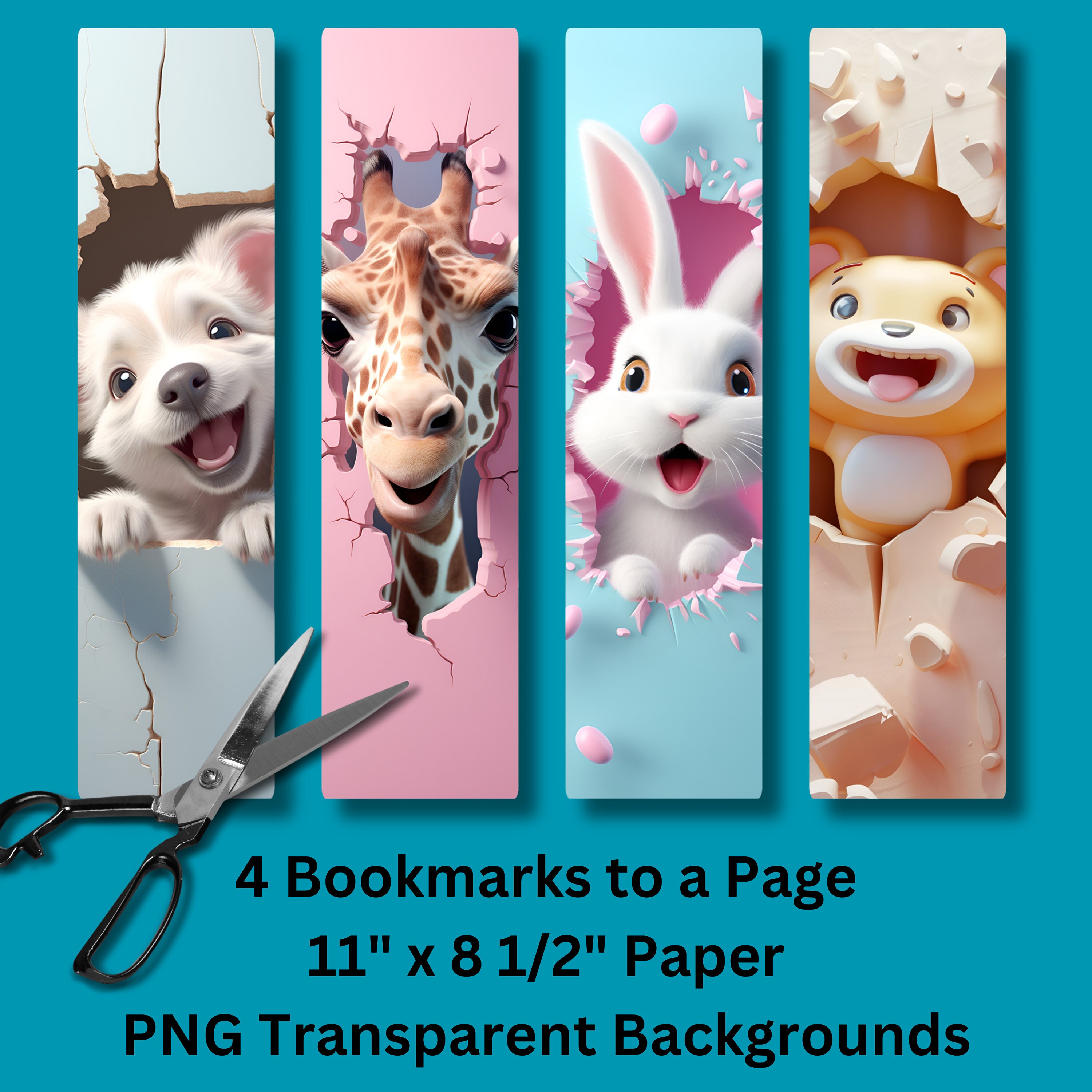 Printable Bookmarks Cute Animal Bookmarks Cute Animals Printable PNG ...