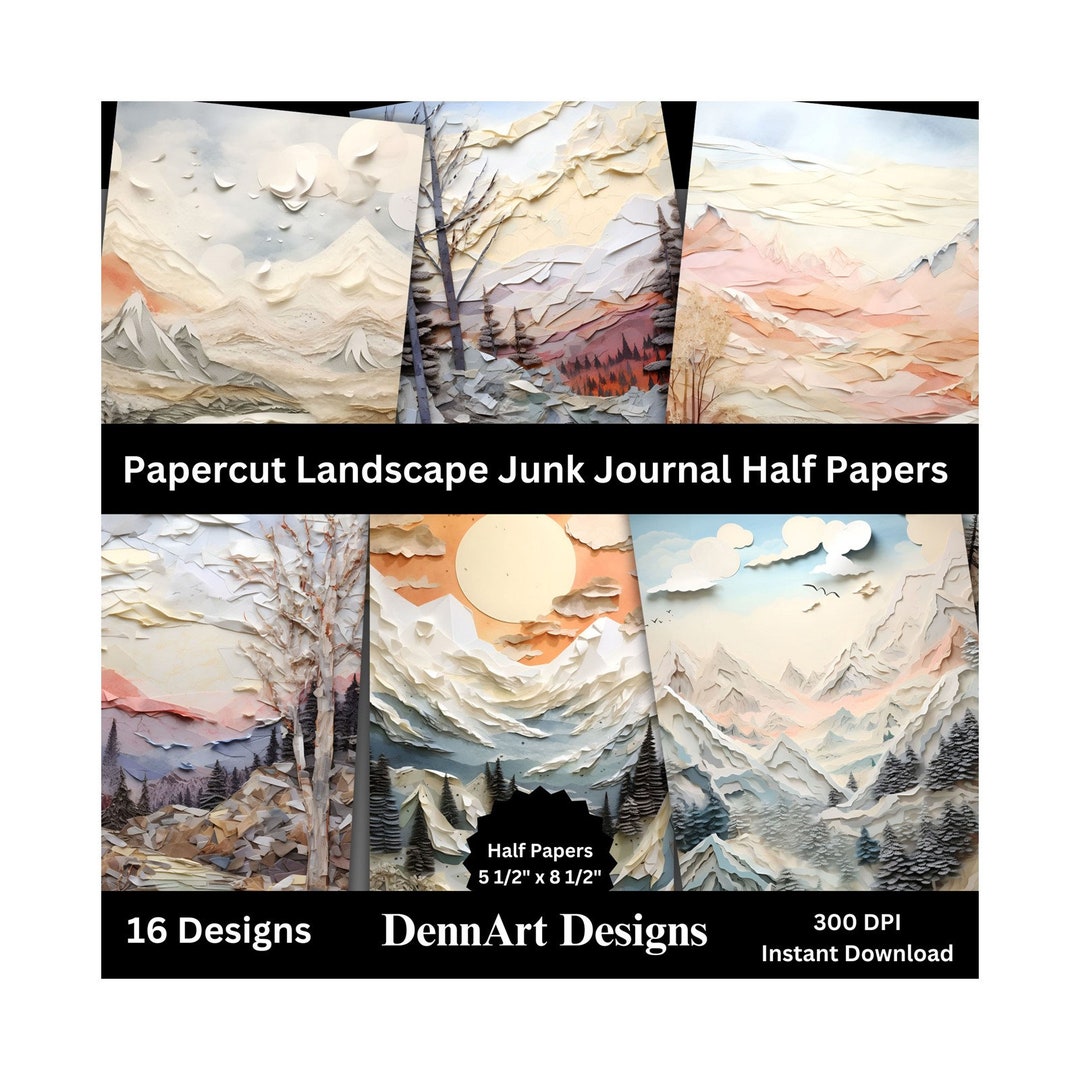 Papercut Landscape Junk Journal Half Paper Fiber Art Scene Textile ...