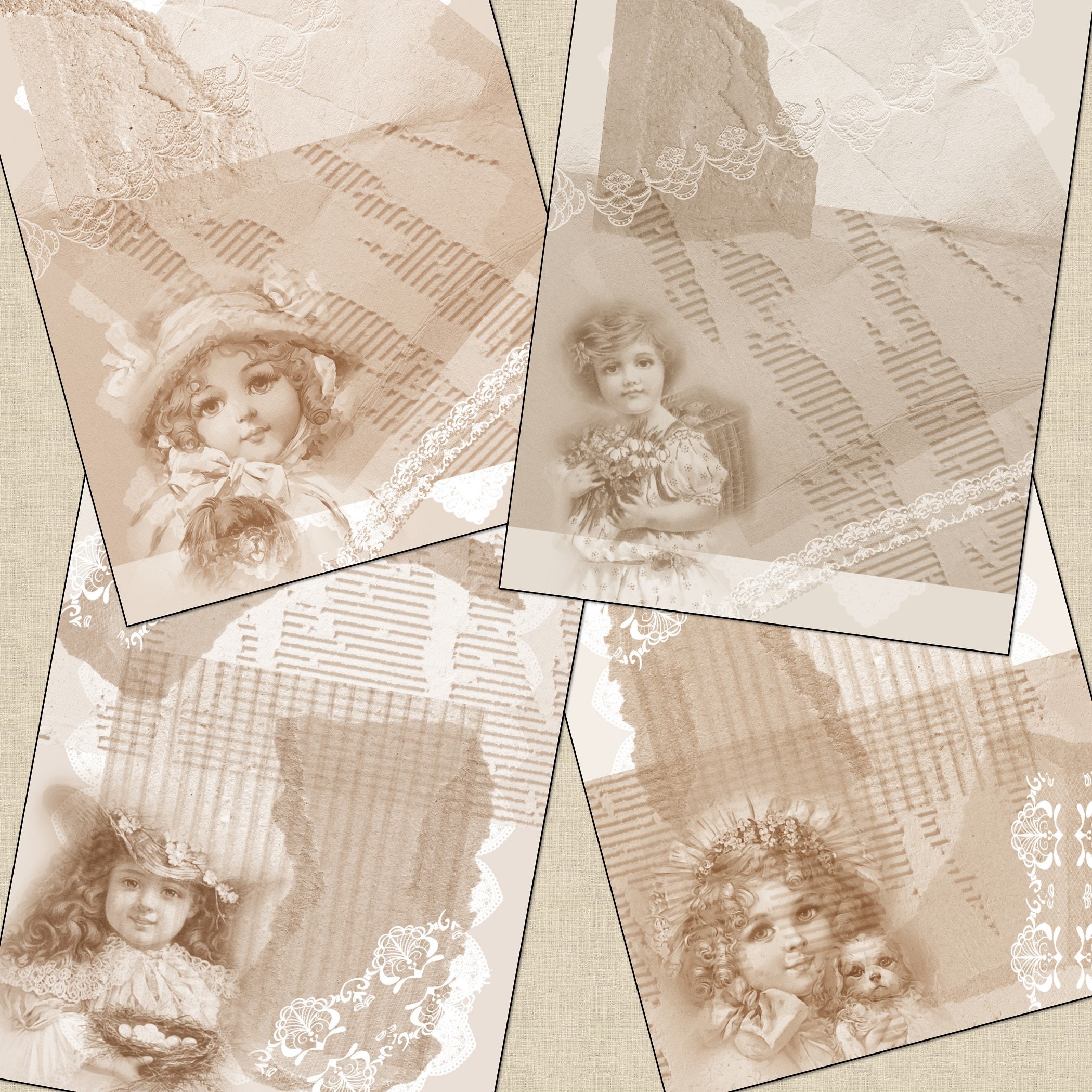 Vintage Children Scrapbooking Paper Vintage Scrapbooking Paper Vintage ...