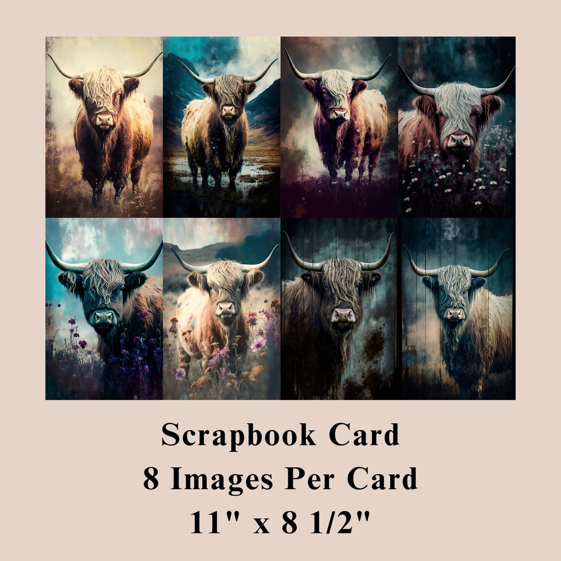 Highland Cow Junk Journal Kit Highland Cow Printable Decoupage Highland ...