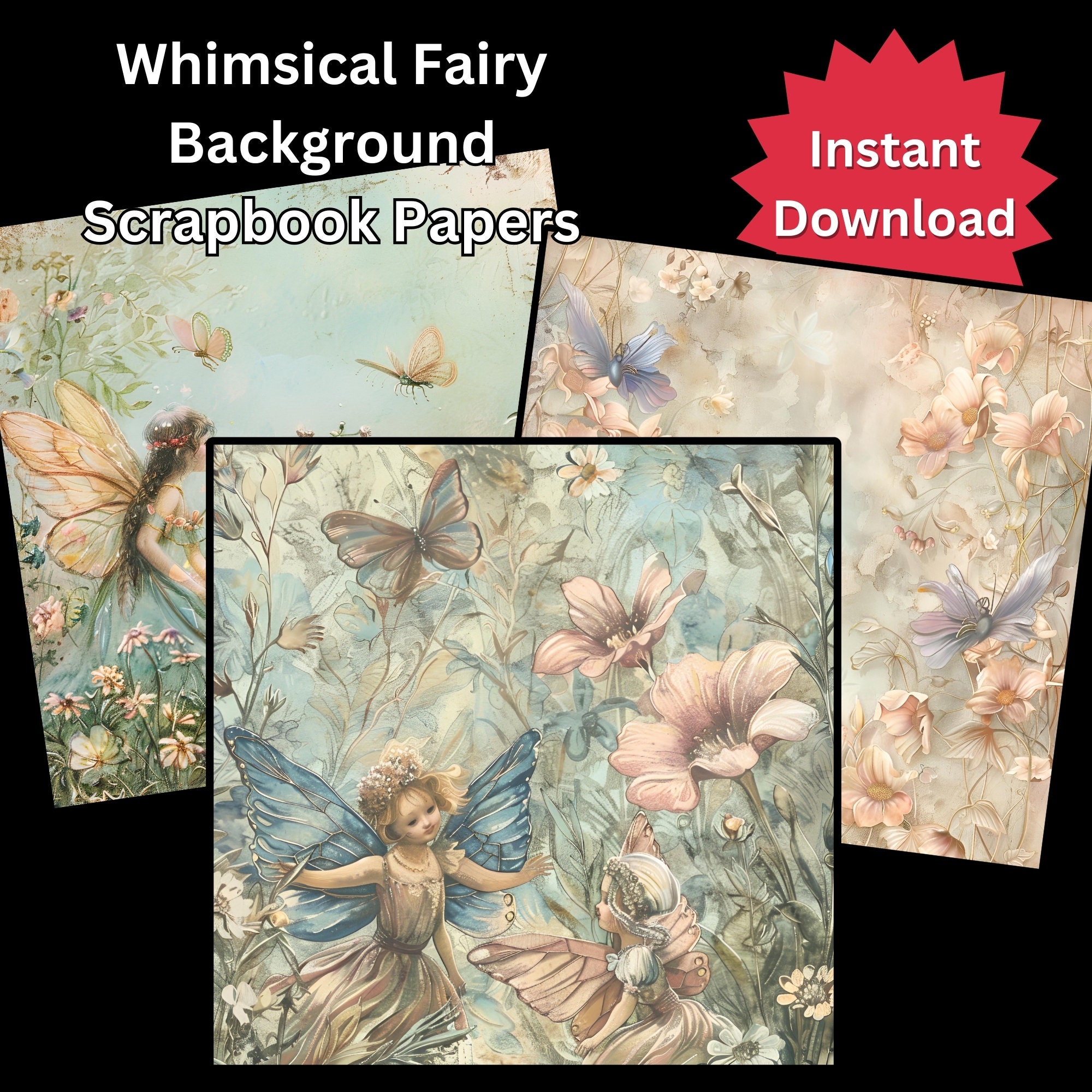Fairy Background Scrapbook Paper Fairies Background Pages Fantasy ...
