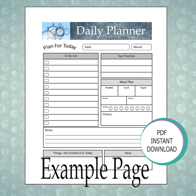 Printable Daily Planner Pages Time Management Tracker Print | Etsy