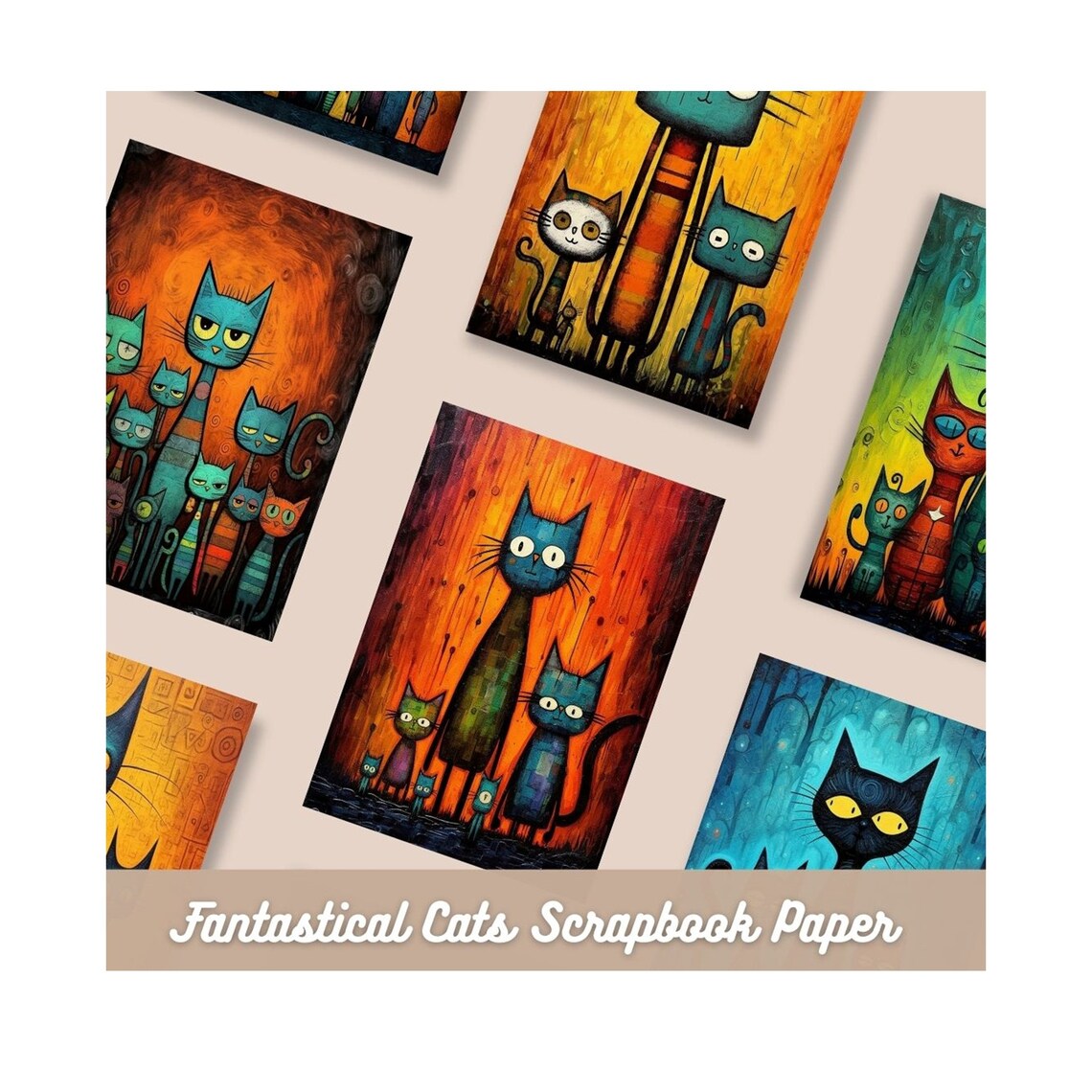Cat Themed Scrapbook Paper Printable Cat Paper Cat Scrapbook Paper Cat ...