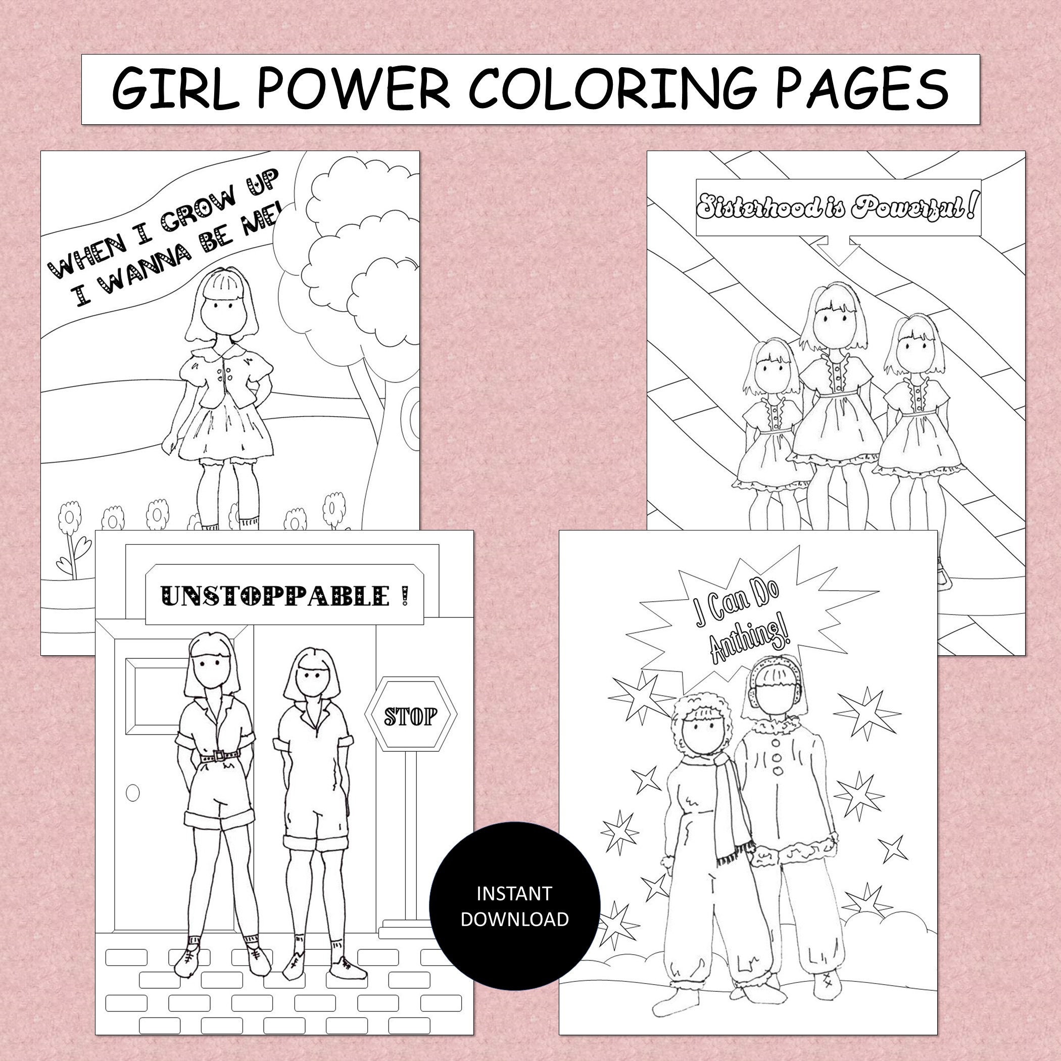 Girl Power Coloring Pages For Girls PDF Instant Download | Etsy