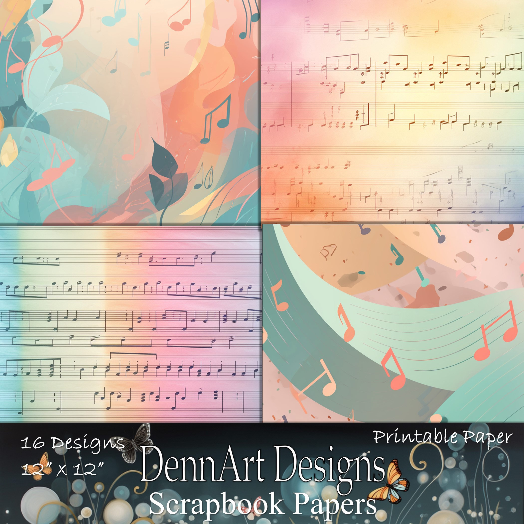 Music Scrapbook Paper Printable Paper Scrapbooking Sheets Junk Journal ...