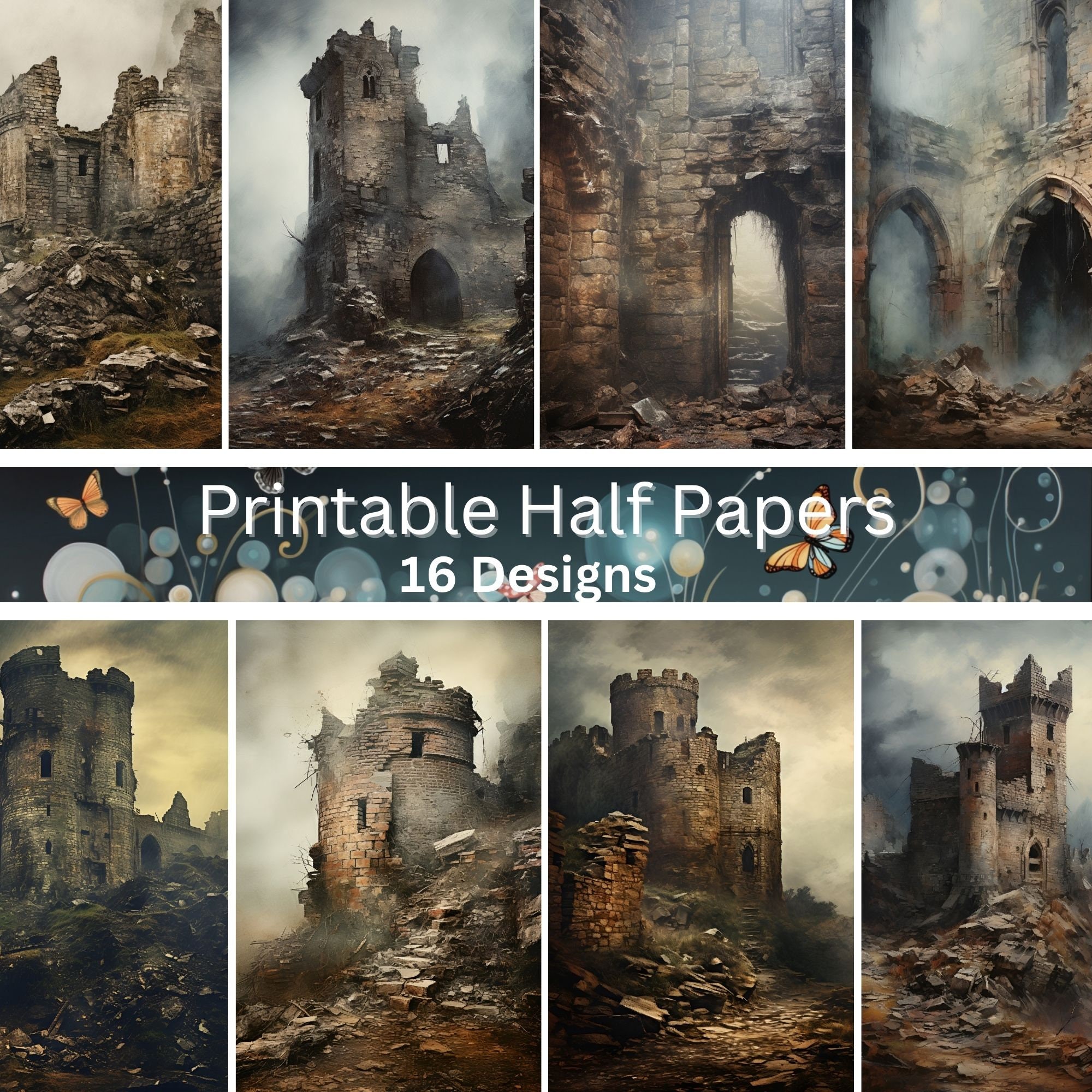Ancient Castle Scrapbook Paper Castle Junk Journal Paper A5 Collage ...
