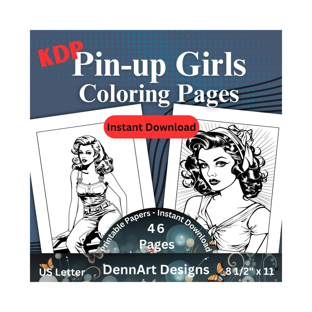 KDP Coloring Pages Pin-up Girls Coloring Book for KDP PLR Coloring Book ...