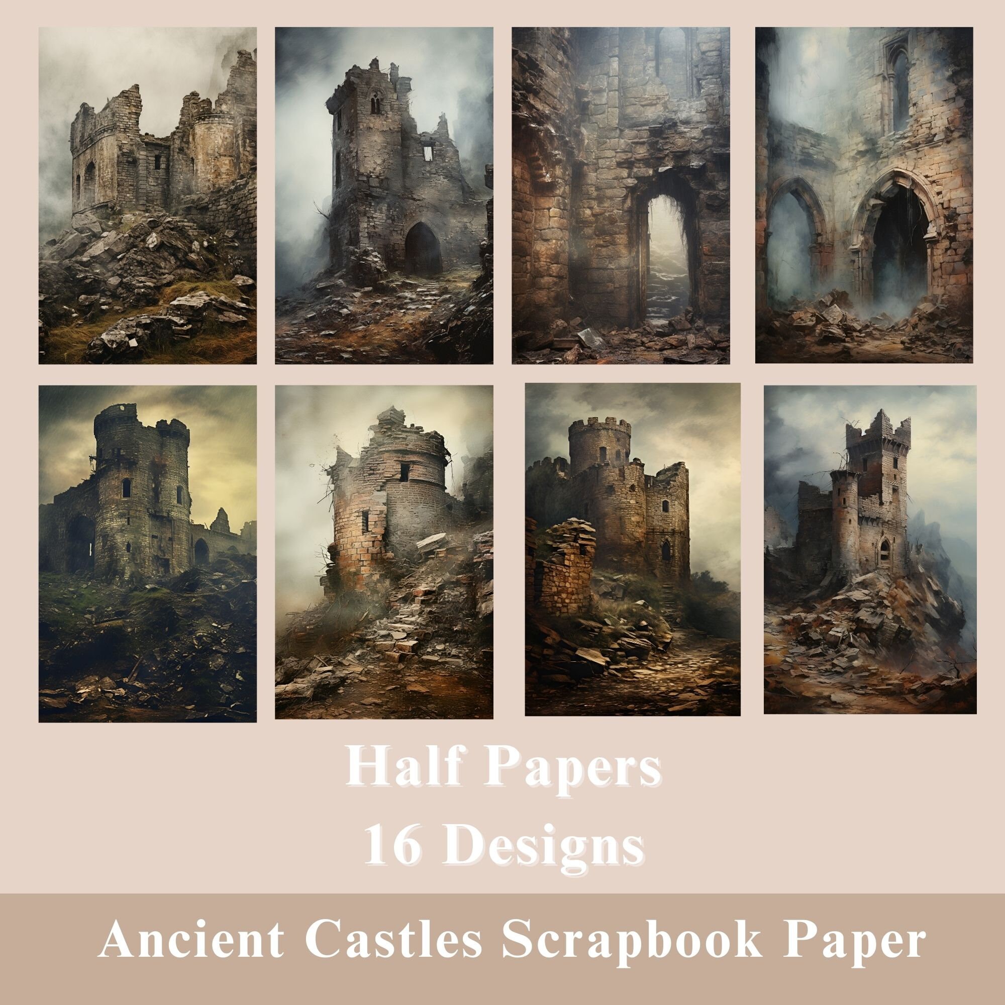 Ancient Castle Scrapbook Paper Castle Junk Journal Paper A5 Collage ...