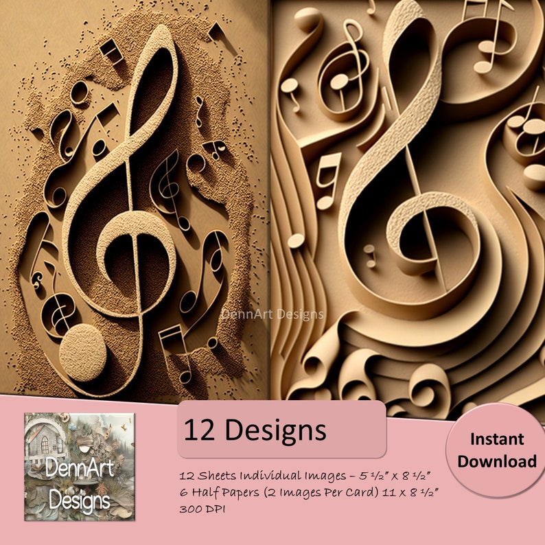 Musical Notes Scrapbooking Papers Music Scrapbook Paper Printable Paper ...