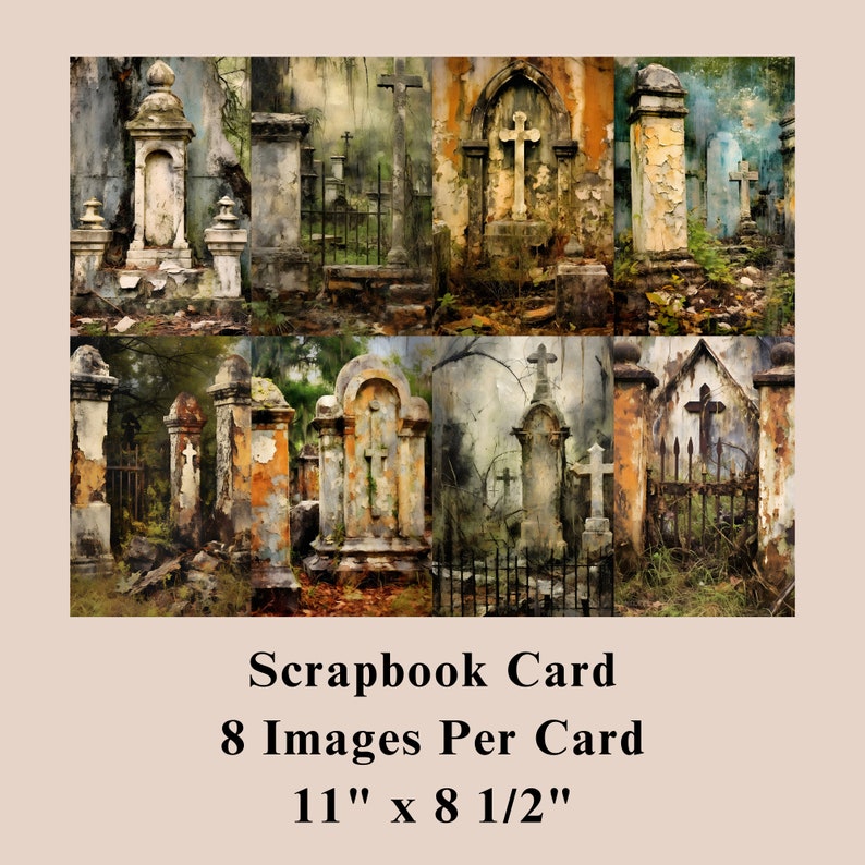 Cemetery Printable Junk Journal Half Paper Scrapbook Paper Printable ...