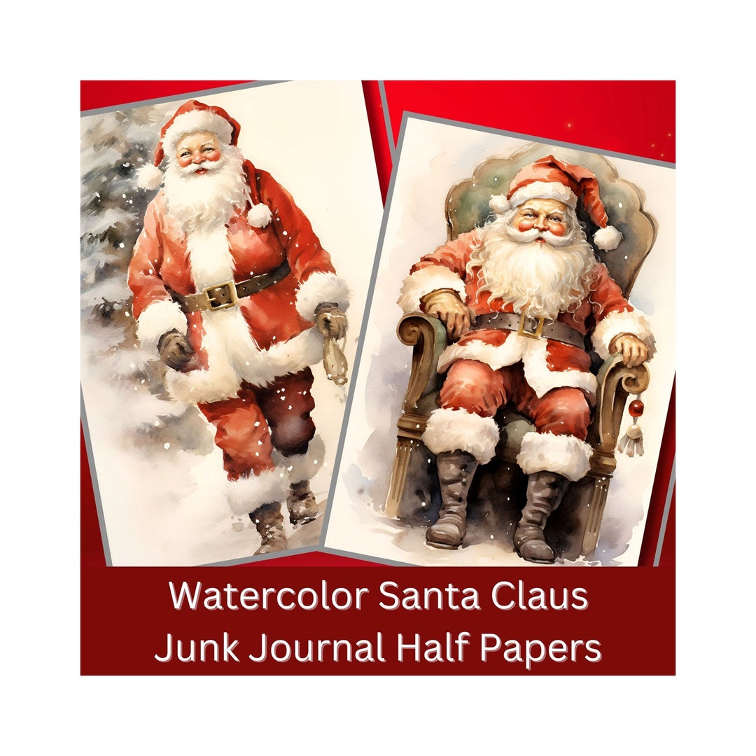 Vintage Santa Paper Santa Junk Journal Paper Santa Half Paper Retro ...