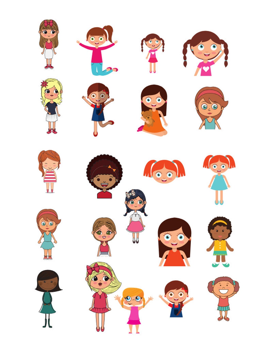 Cute Little Girl Sticker Sheet - Etsy