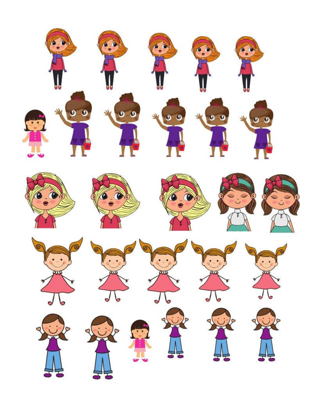 Little Girl Doll Sticker Page - Etsy