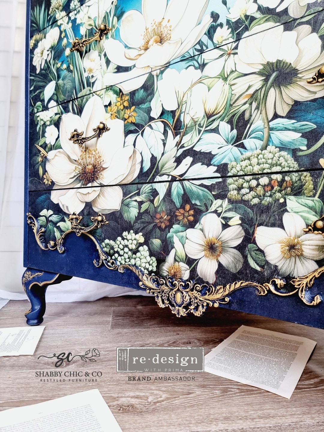NEW! Decoupage Paper for Furniture | Contrast of Night and Petal ...