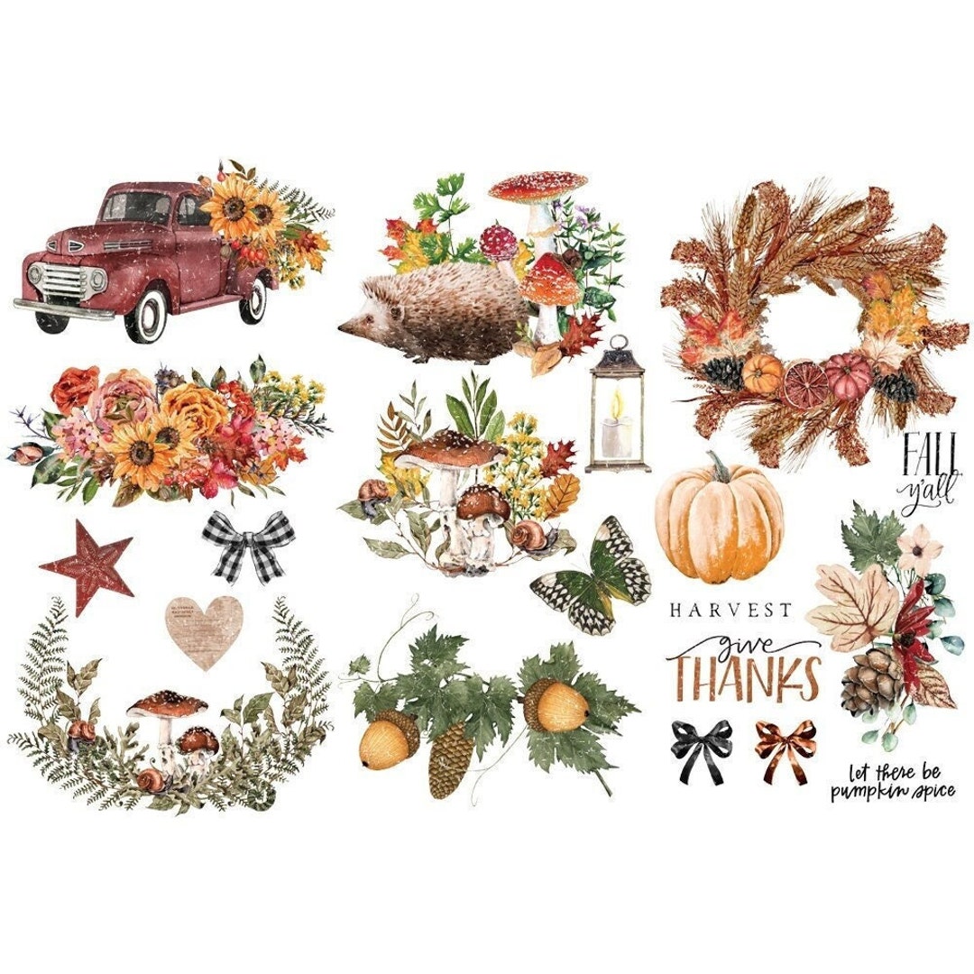 AUTUMN ESSENTIALS Rub on Transfers for Crafts || Redesign With Prima ...