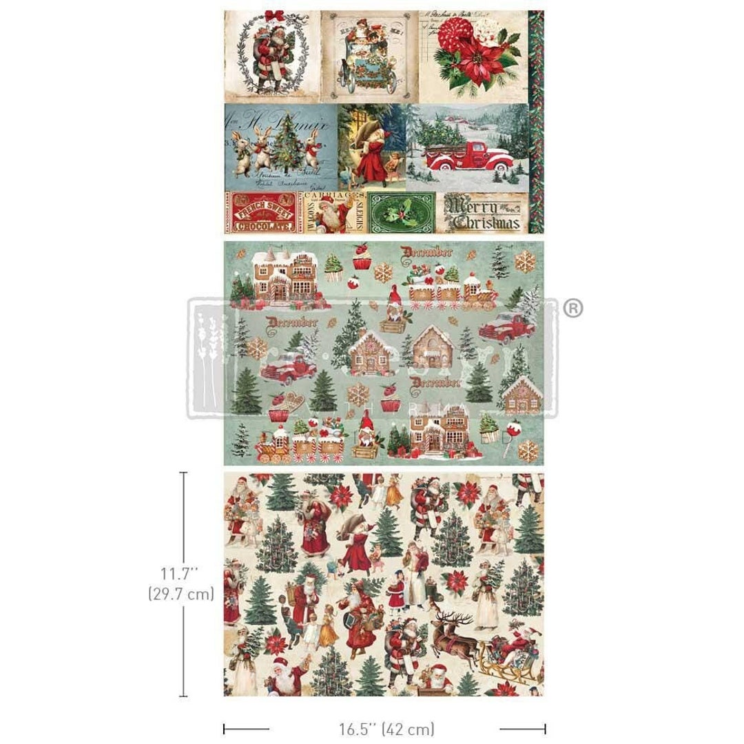 Christmas A3 Decoupage Paper Pack of 3 SANTALAND SPARKLE | Redesign ...