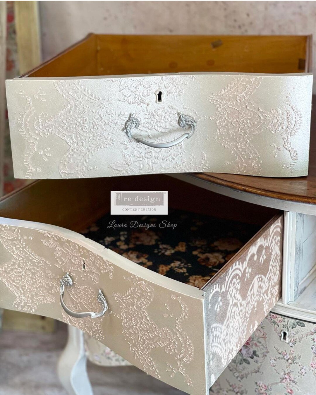 Elegant Lace 3D Stencil for Painting Redesign With Prima Stencil ...