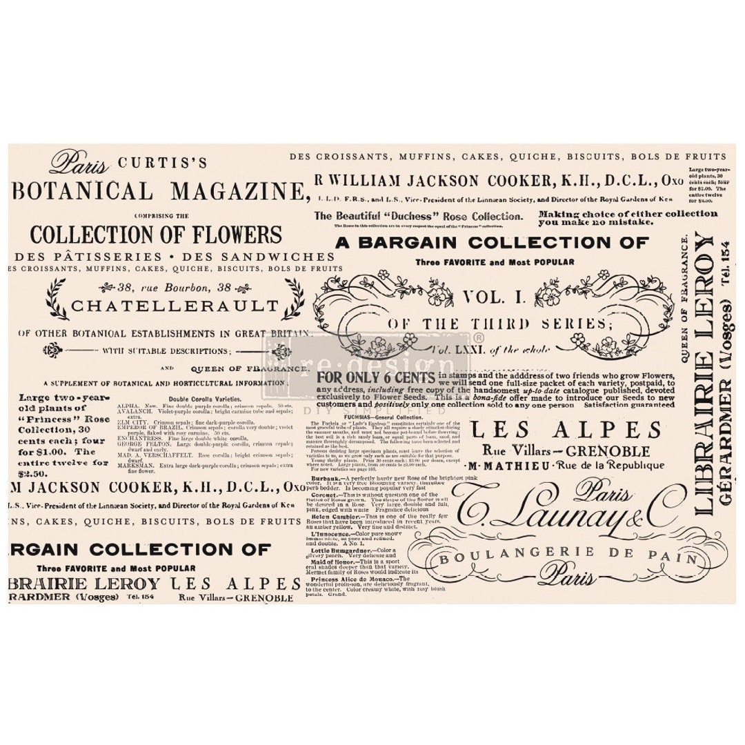 NEW! Decoupage Paper for Furniture FLORAL TEXT || Redesign With Prima ...