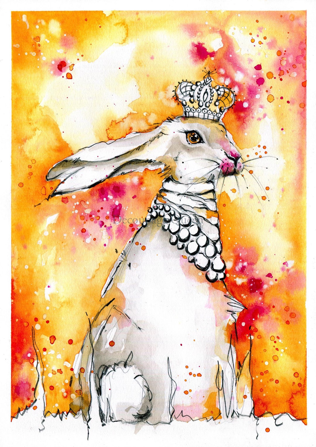 Bunny Rice Paper Decoupage HENRIETTA ORANGE || Decoupage Queen Rice ...