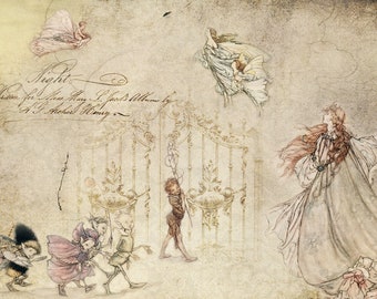 Vintage Fantasy Fairy Decoupage Paper, Roses Digitally Printed Tissue ...