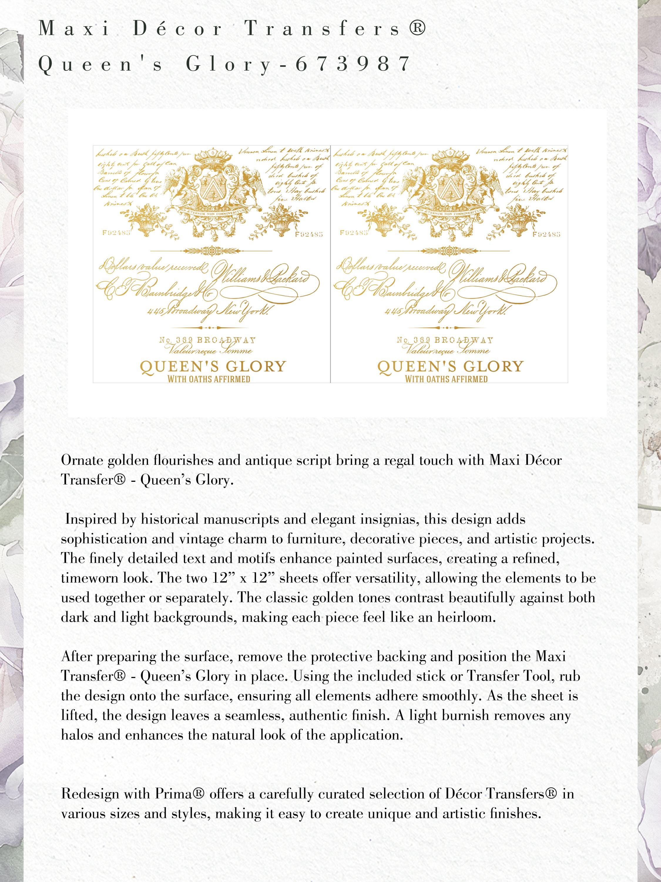 New! Redesign With Prima Furniture Transfers QUEENS GLORY || Maxi ...