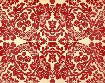 Red Damask Paper - Etsy
