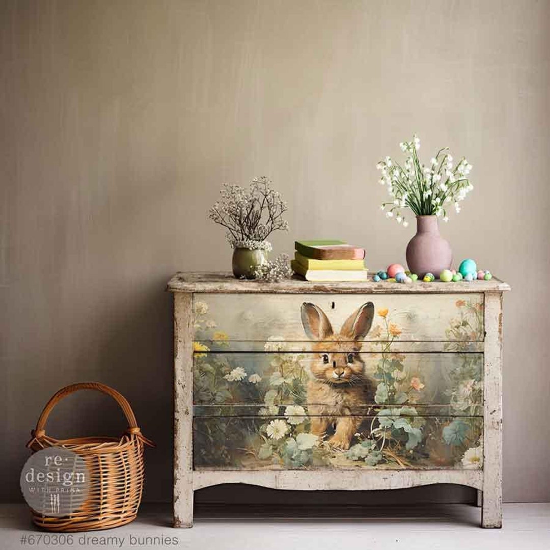 Decoupage Paper for Furniture DREAMY BUNNIES || Redesign With Prima ...