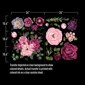 LUSH FLORAL I Rub on Transfers for Furniture Large Rub on Transfers ...