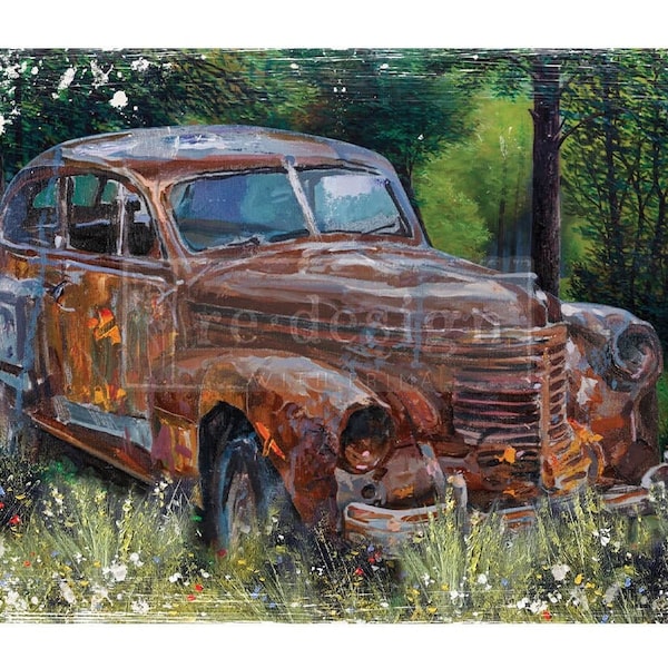 Decoupage Vintage Old Car Tissue Paper - Etsy