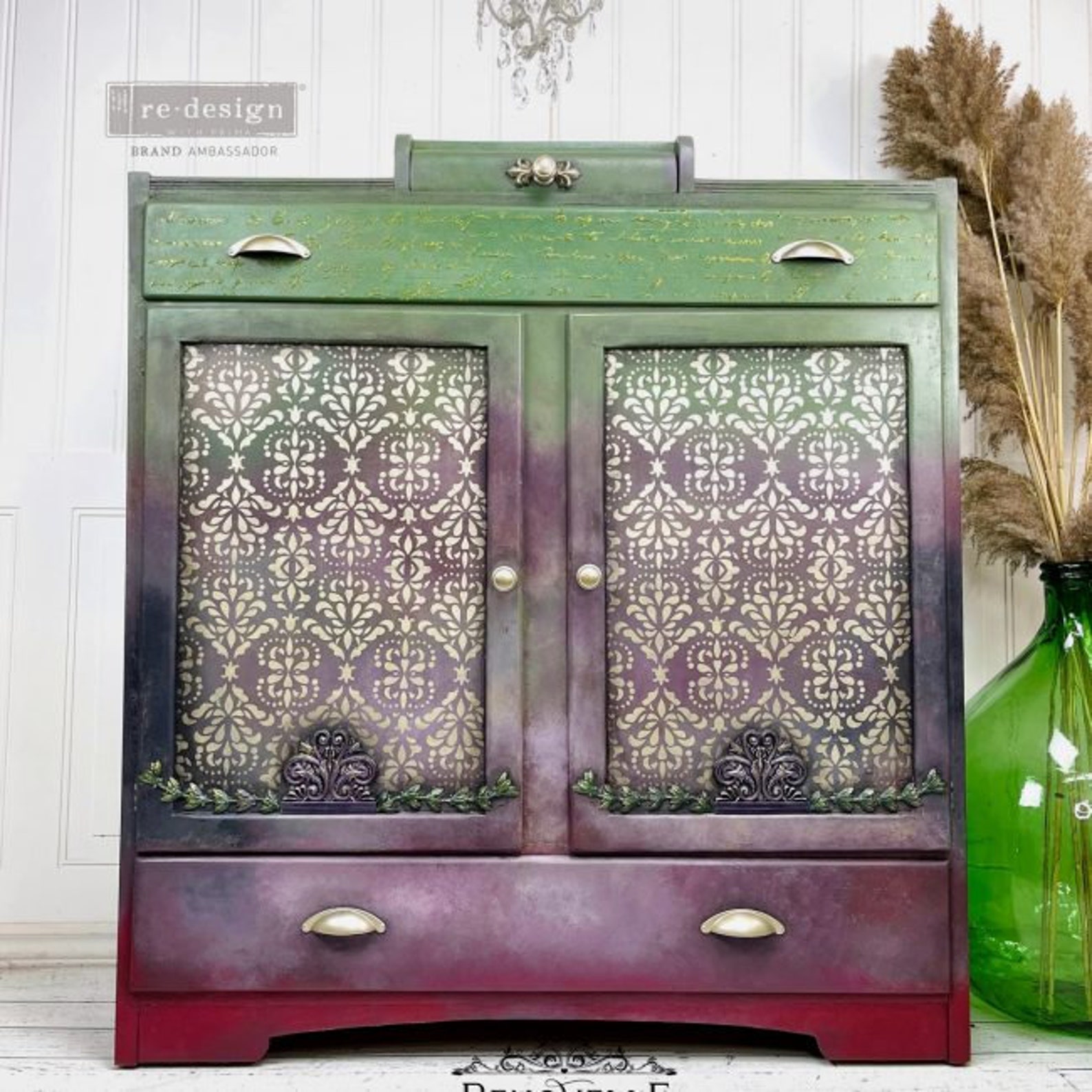 DAMASK FLOURISH STENCIL Stick & Style Cece Restyled Stencil | Etsy