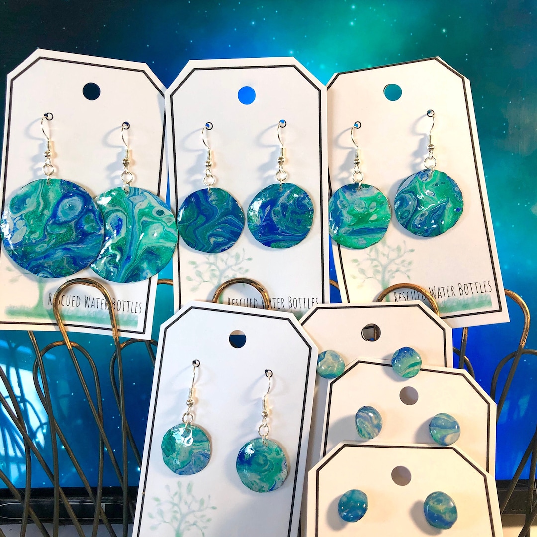 Hand-painted Recycled Plastic Earrings: Earth Tone Dangle Earrings - Etsy