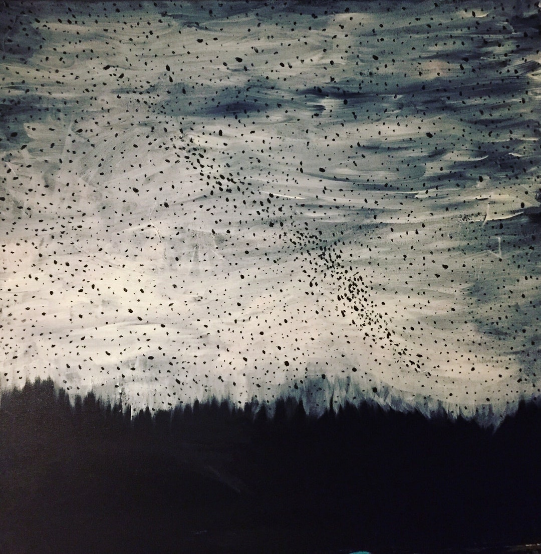 Heavenly Inversion Abstract Painting Black and White Starry Night ...