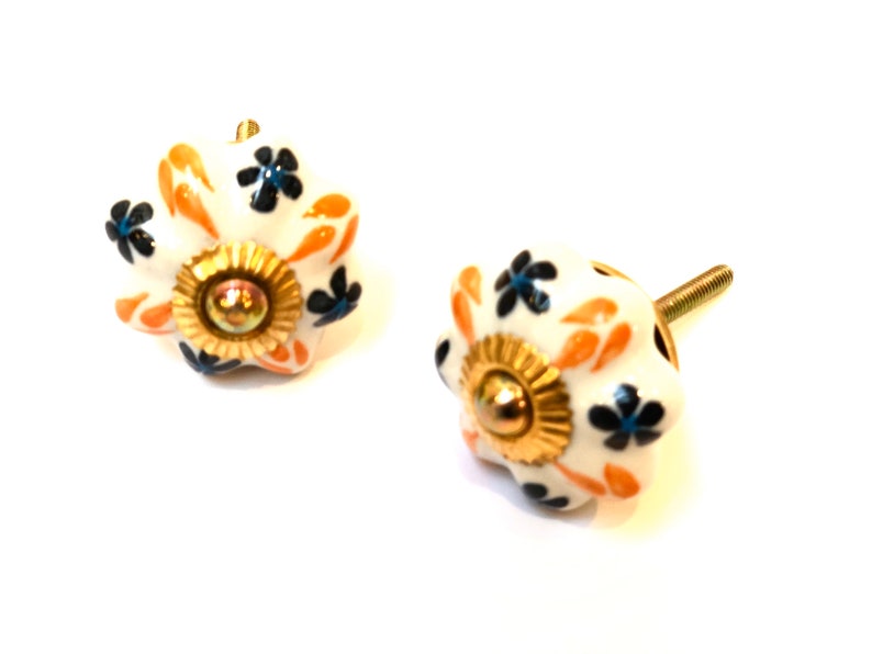 Floral Ceramic Knobs, Handpainted Spanish Design, Furniture Hardware ...