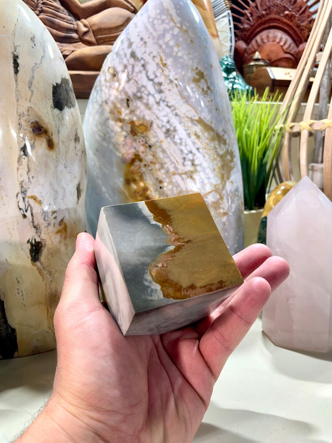 Polychrome Jasper Square Shaped Cube Rock Yoga Healing Crystals Decor 2 ...