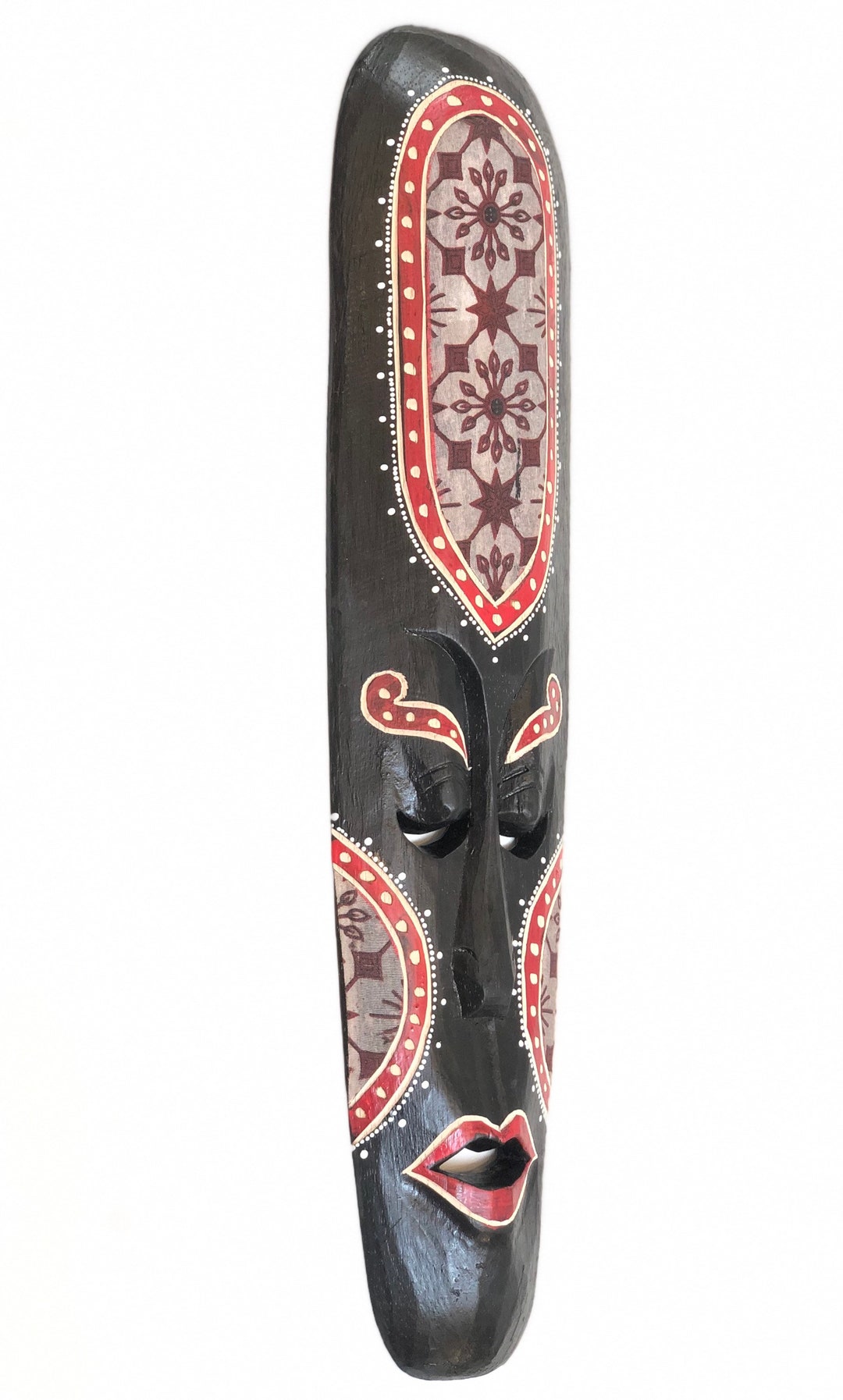 Wooden Tribal Black Mask Hand Carved With Batik Details Wall Art - Etsy