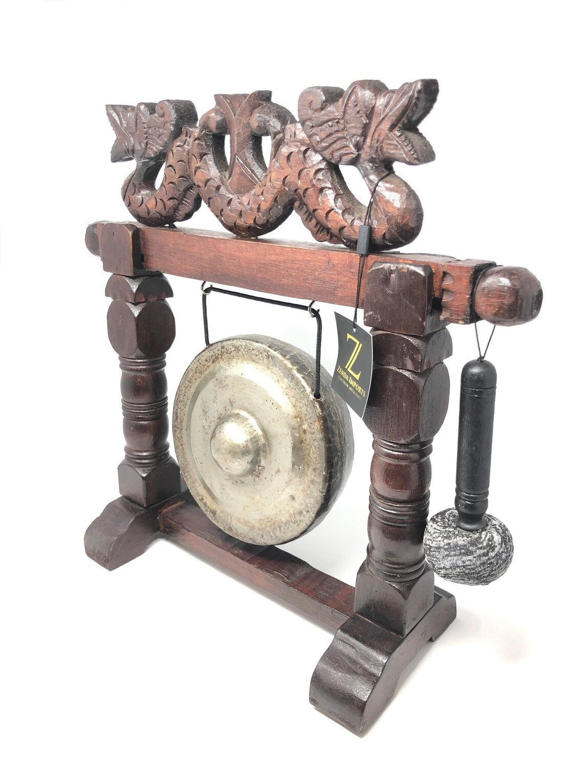 Decorative Metal Gong Wood Frame With Two Head Dragon Hand | Etsy